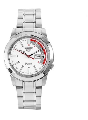 Seiko Men's Automatic Stainless Steel White Dial Day Date 30M Watch ...