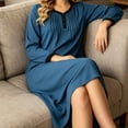 APEXFWDT Women Nightgowns Long Sleeve Pleated Full Length Sleep Dress ...