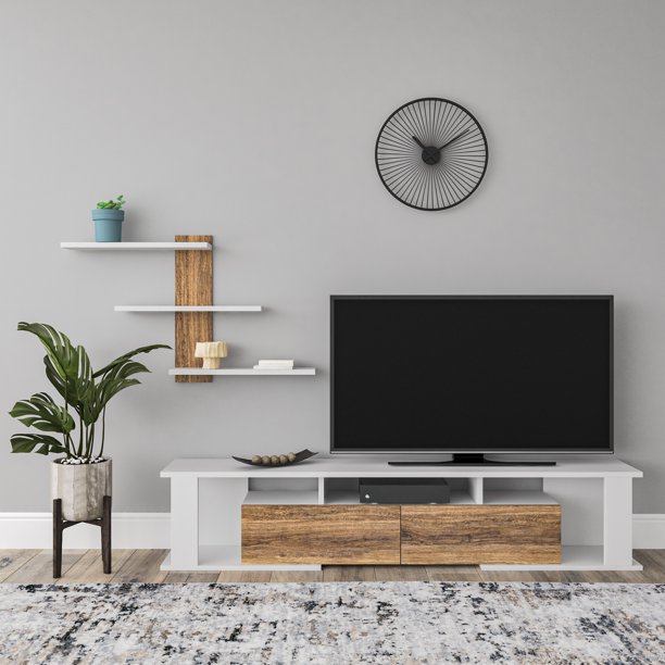 Ada Home Décor Multiple Tier TV Stand with Doors for TVs up to 70 ...