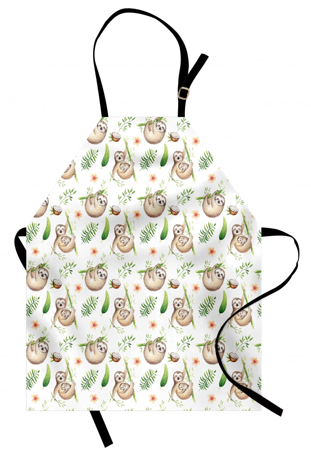 Sloth Apron Baby Sloth and Mother Soft Colored Flowers Coconut Tree ...