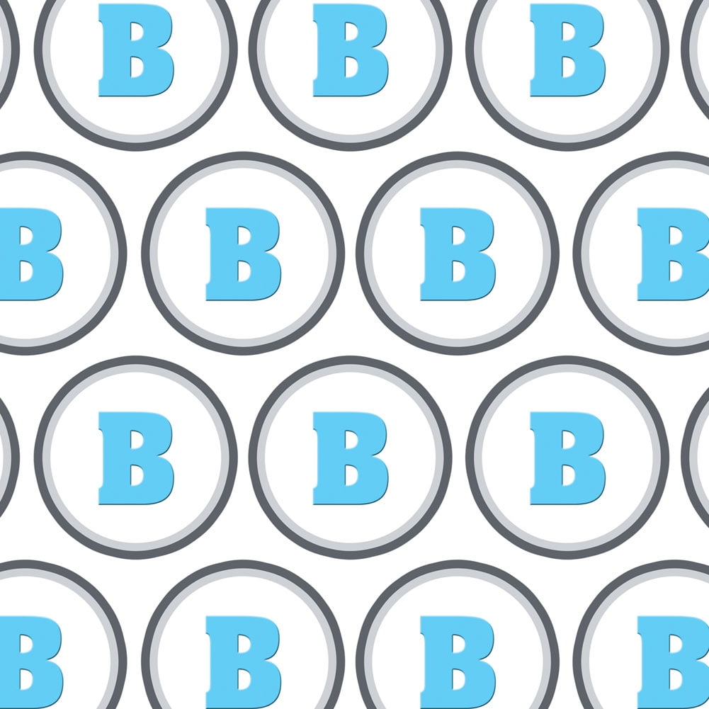 Letter B Initial Baby Boy Block Font Blue Shower Premium Gift Wrap ...