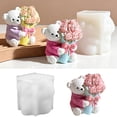 Cute Bear Holding Flower Silicone Mold DIY Candle Gypsum Mould High ...