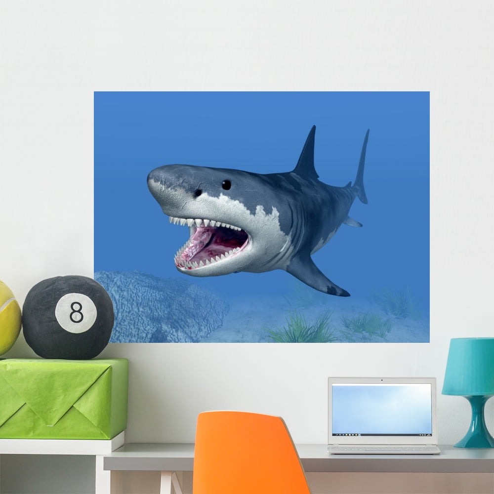 Great White Shark Wall Mural by Wallmonkeys Peel and Stick Graphic (36 ...