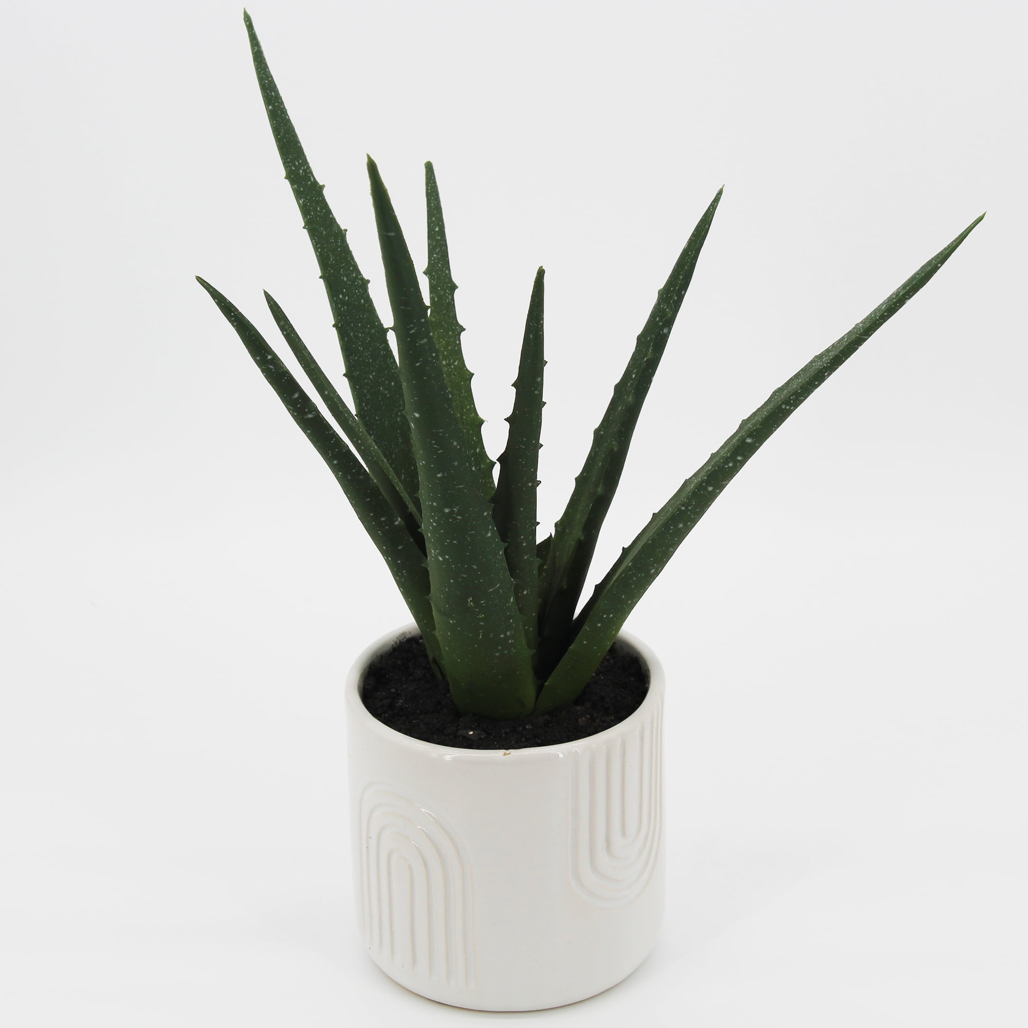 Mainstays Faux Aloe Vera Plant with White Rainbow Planter, 11.25 ...