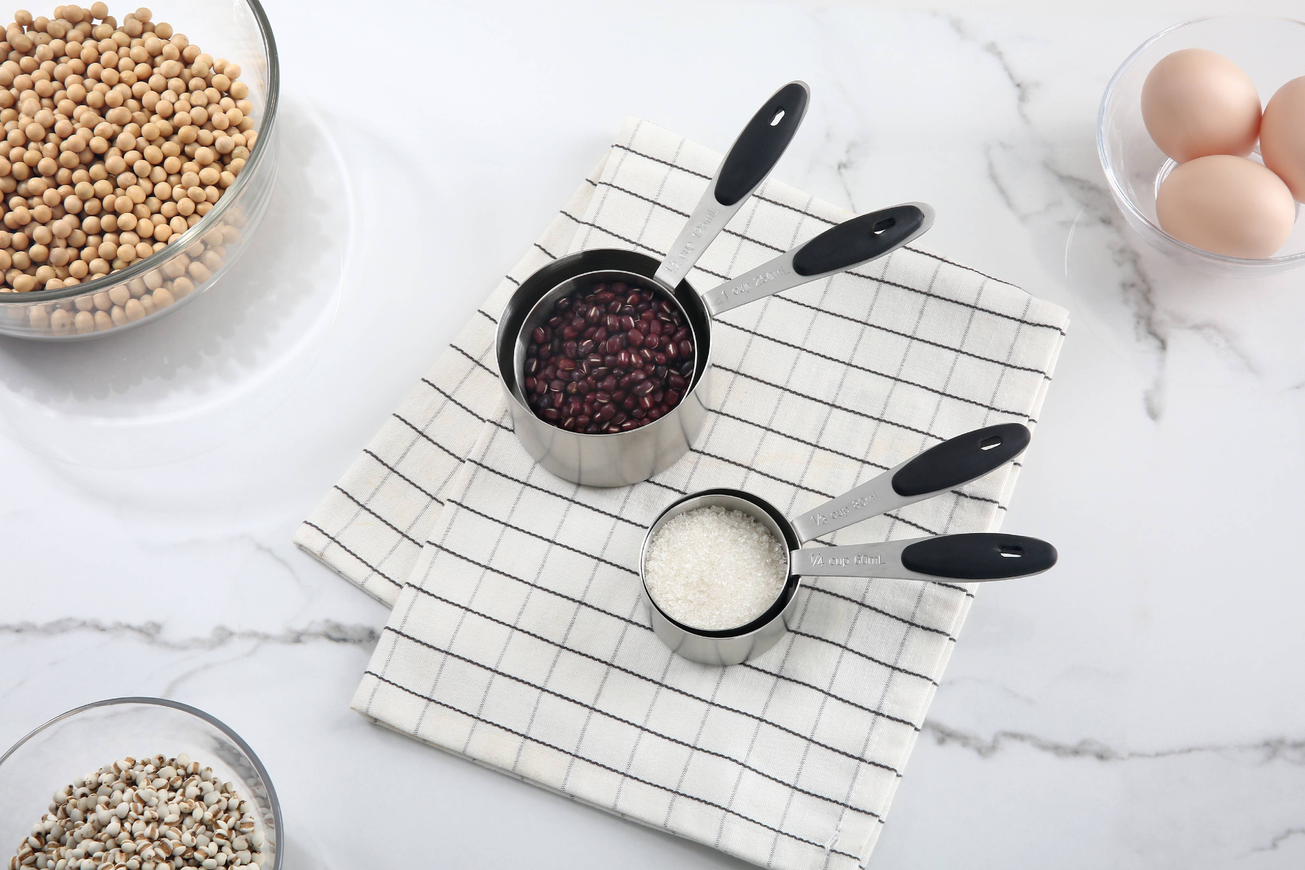 Mainstays 4 Pieces Stainless Steel Measure Cups with Easy Grip Handles ...