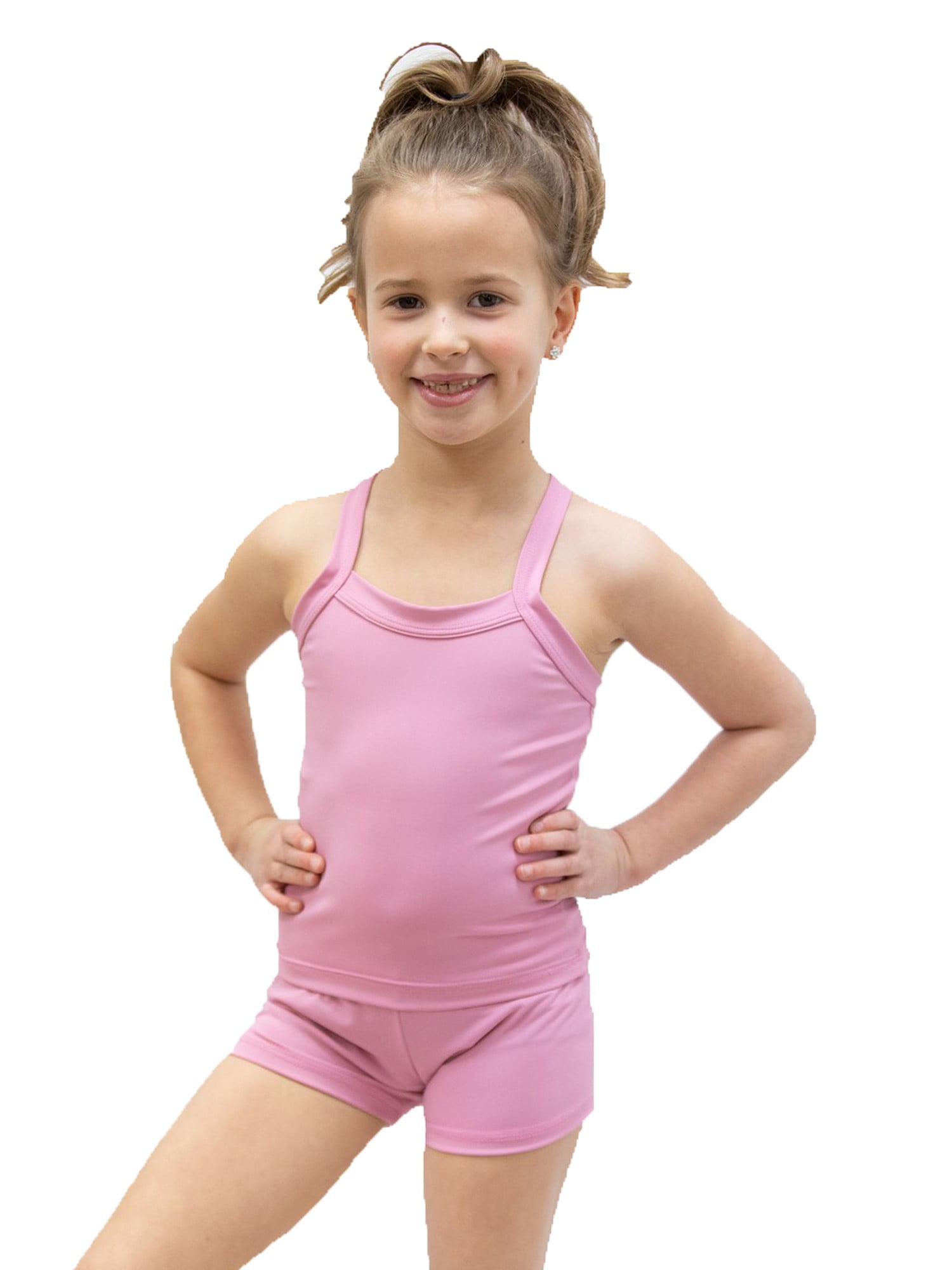 Lexi Luu Lexi Luu Girls Rosy Pink Solid Color Basic Booty Dance Gym Shorts