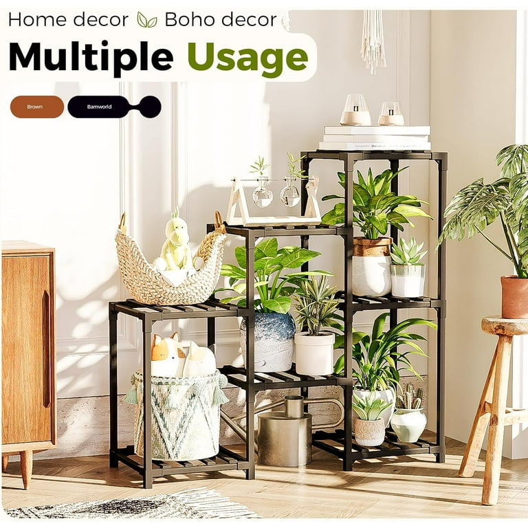 Tribesigns 7 Tier Plant Stand Indoor for Multiple Plants, Wooden Corner ...