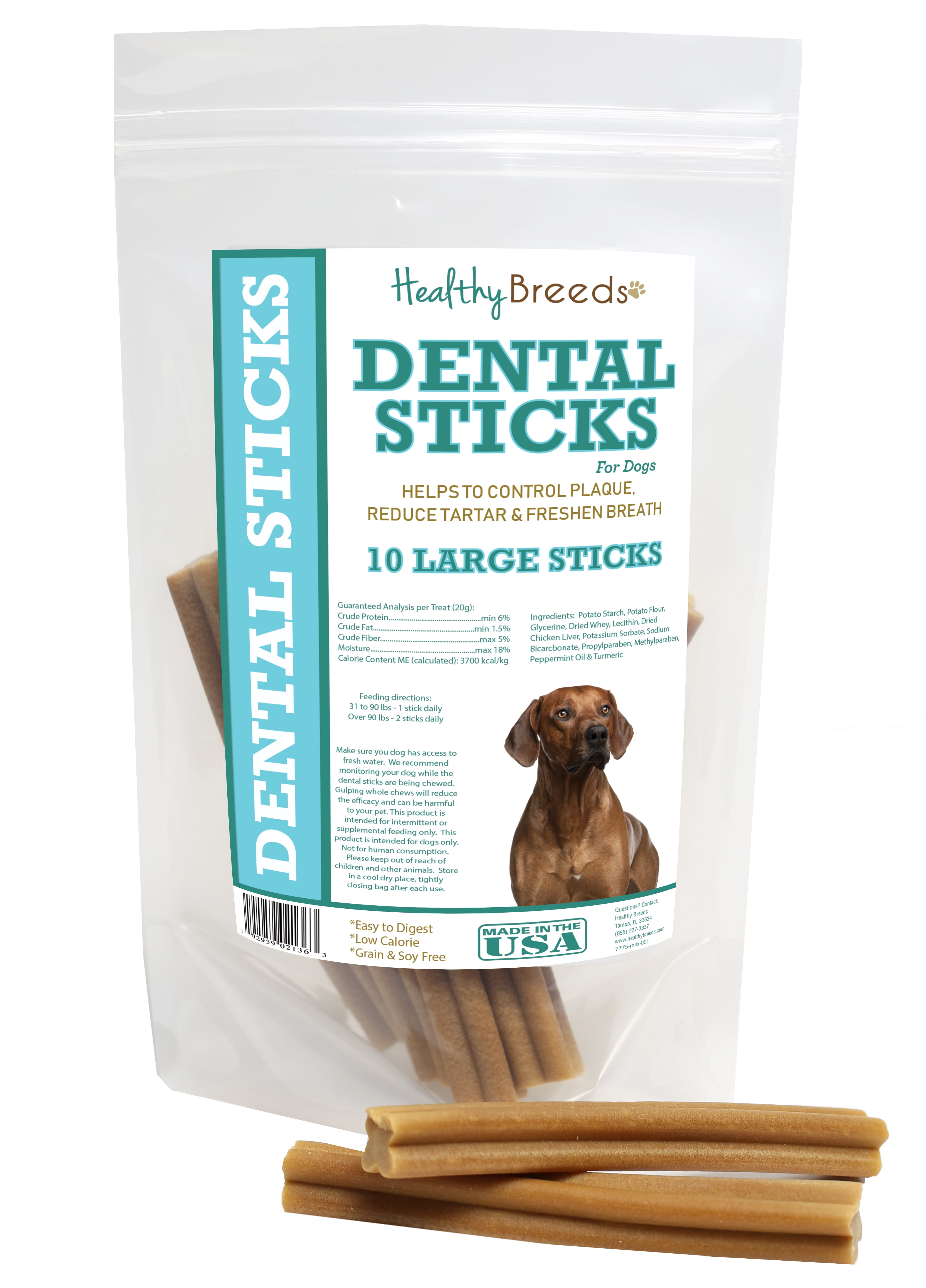 Healthy Breeds Rhodesian Ridgeback Dental Sticks Large 10 Count ...