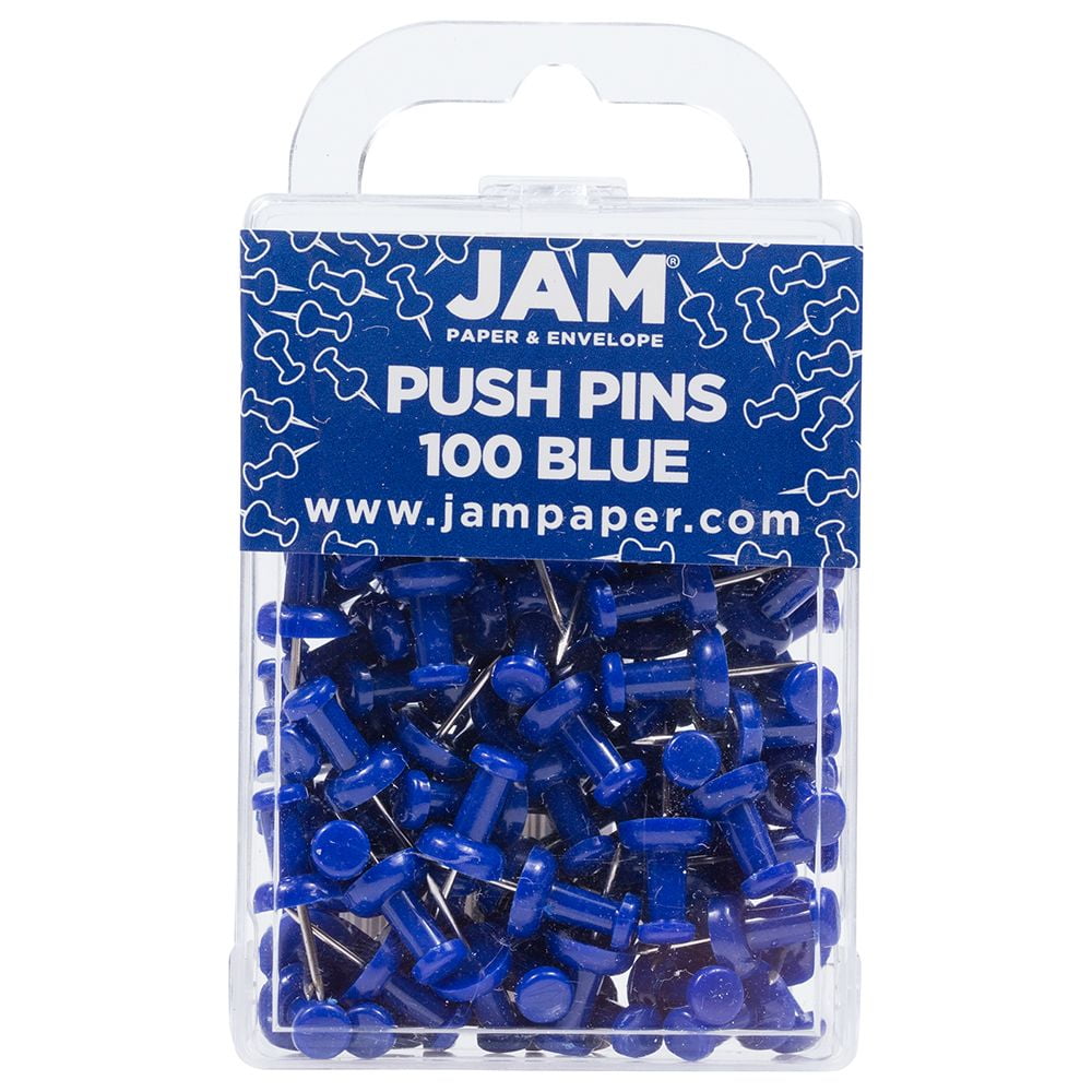 JAM Paper Colorful Push Pins, Blue, 100/Pack - Walmart.com