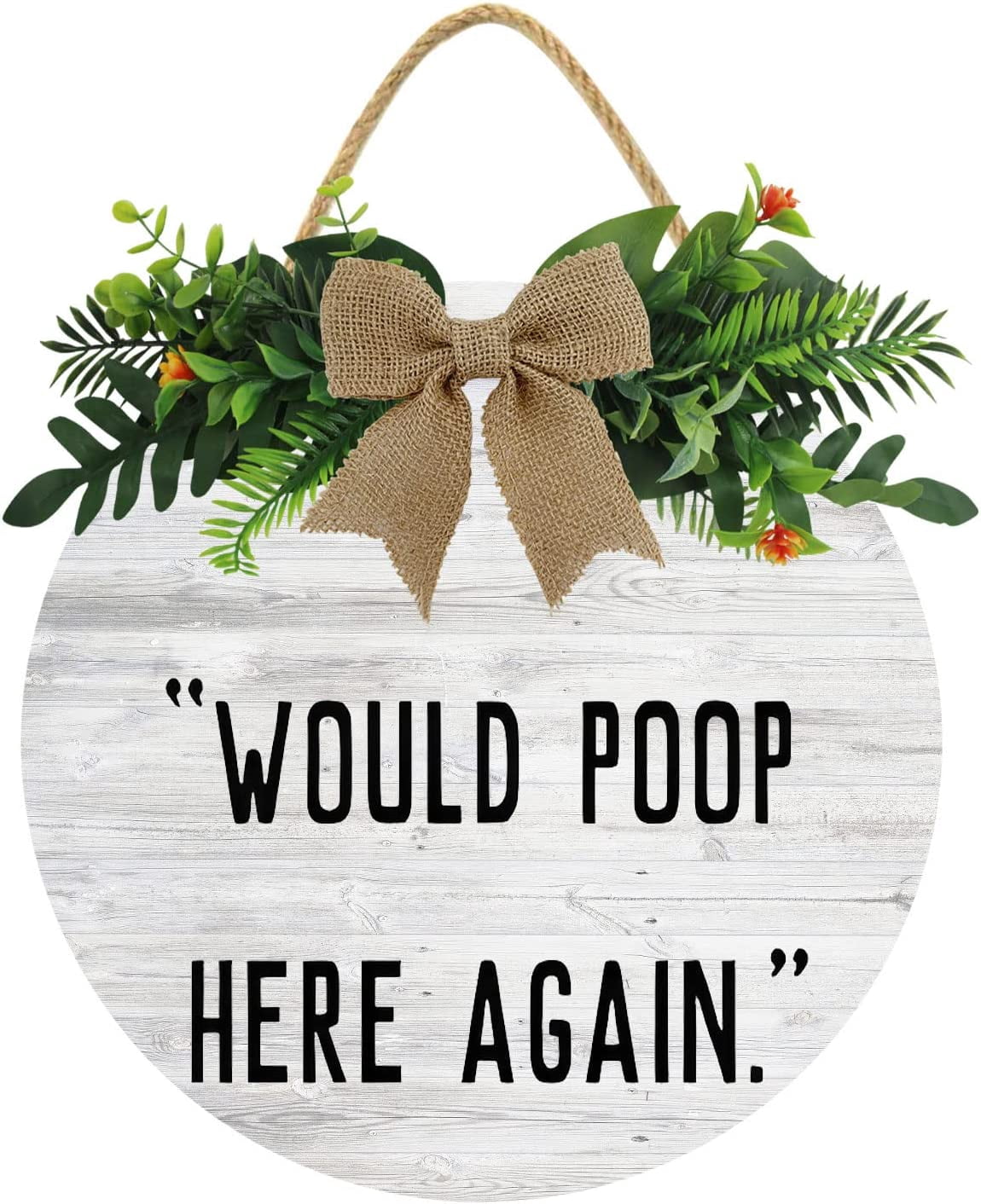 Eveokoki 12" Would Poop Here Again Front Door Sign Funny Wreaths ...