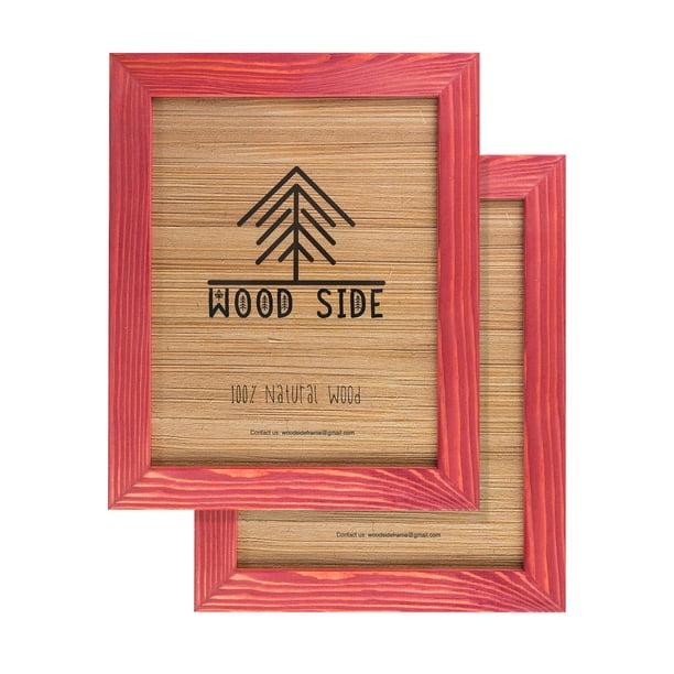 Rustic Wooden Picture Frames 8x10 - Red - Set of 2 - 100% Natural Eco ...