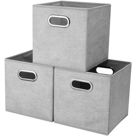Fabric Cubicle Storage Cubes Bins 10.5x10.5 x 11 In Pattern Collapsible ...
