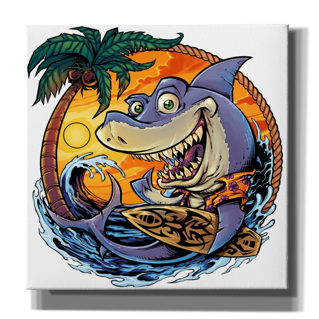 Epic Graffiti 'Shark With Surfboard' by Flyland Designs, Canvas Wall ...