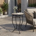 Outdoor Round Mosaic Top Iron Leg Side Table for Patio Garden, Red ...