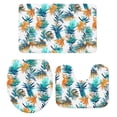 Blue Brown Palm Leaf Bathroom Rugs Set Tropical Plant Minimalist Style ...