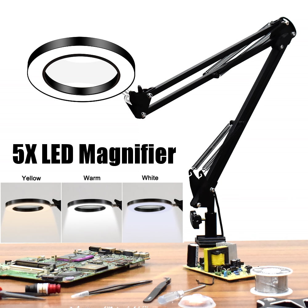 Flexible Desk Magnifier 5X USB LED Magnifying Glass Professional 3 ...