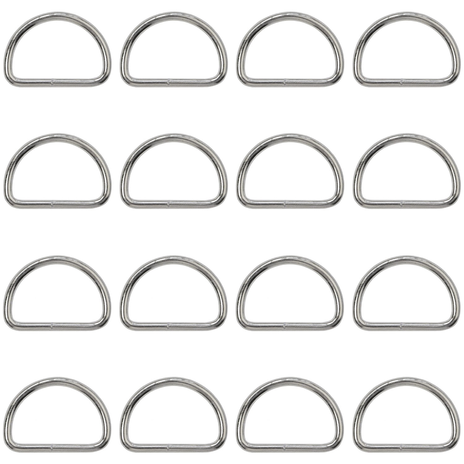 Metal D Ring Non Welded D-Rings Nickel Plated Silver 0.75 Inch (100 ...