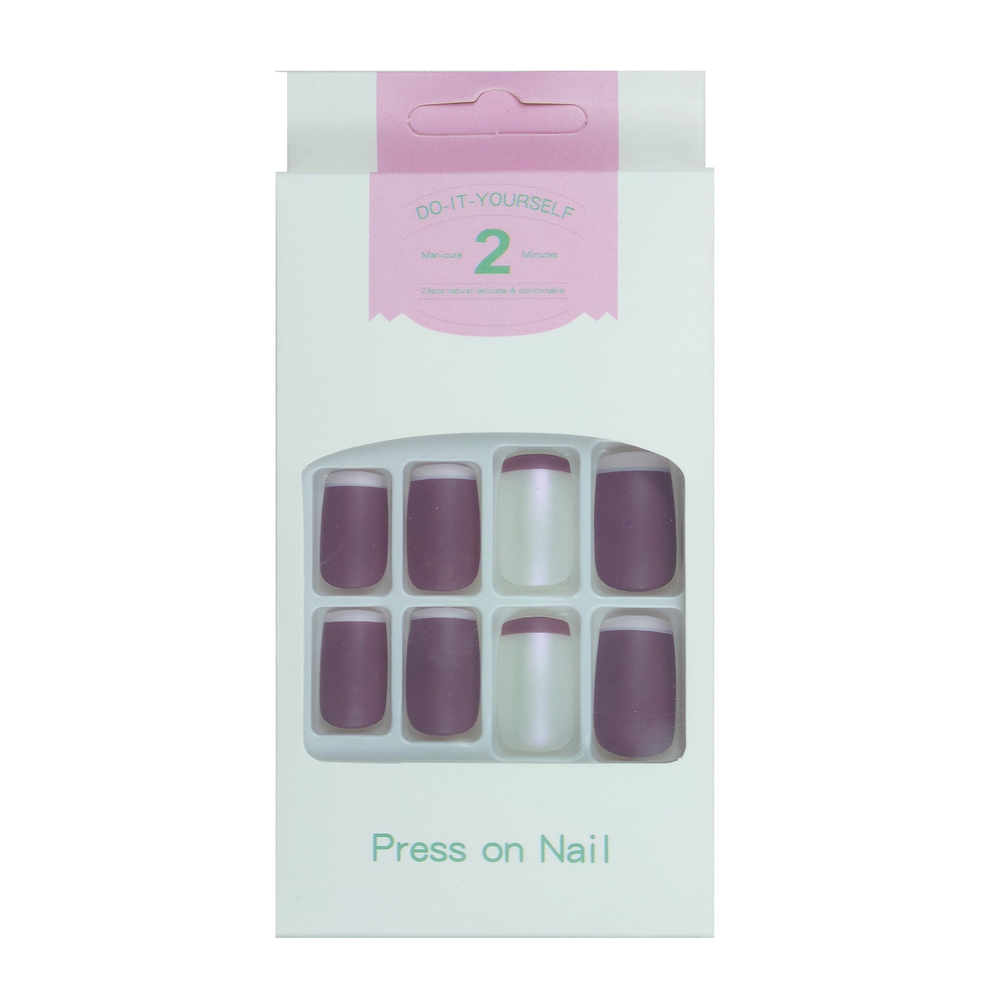 FCOGIN Short Square False Nail, Acrylic Nail, Press on Nail, Purple ...