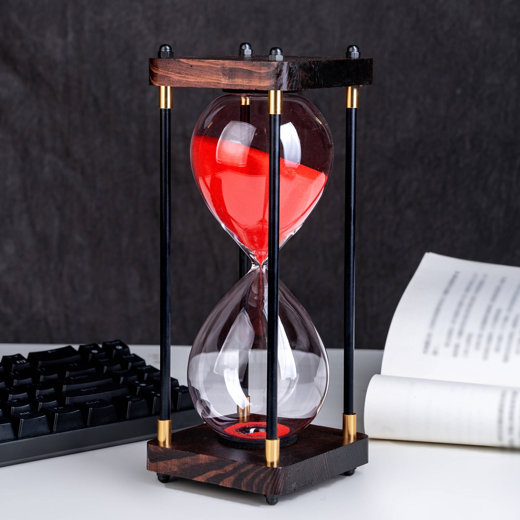Large Sand Timer, Hourglass Timer 60 Minutes ,Vintage Wooden Hour Glass ...