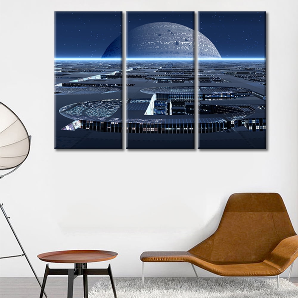 TISHIRON 3PCS Framed Canvas Wall Art Set,36"x24" Modern Alien Planet ...
