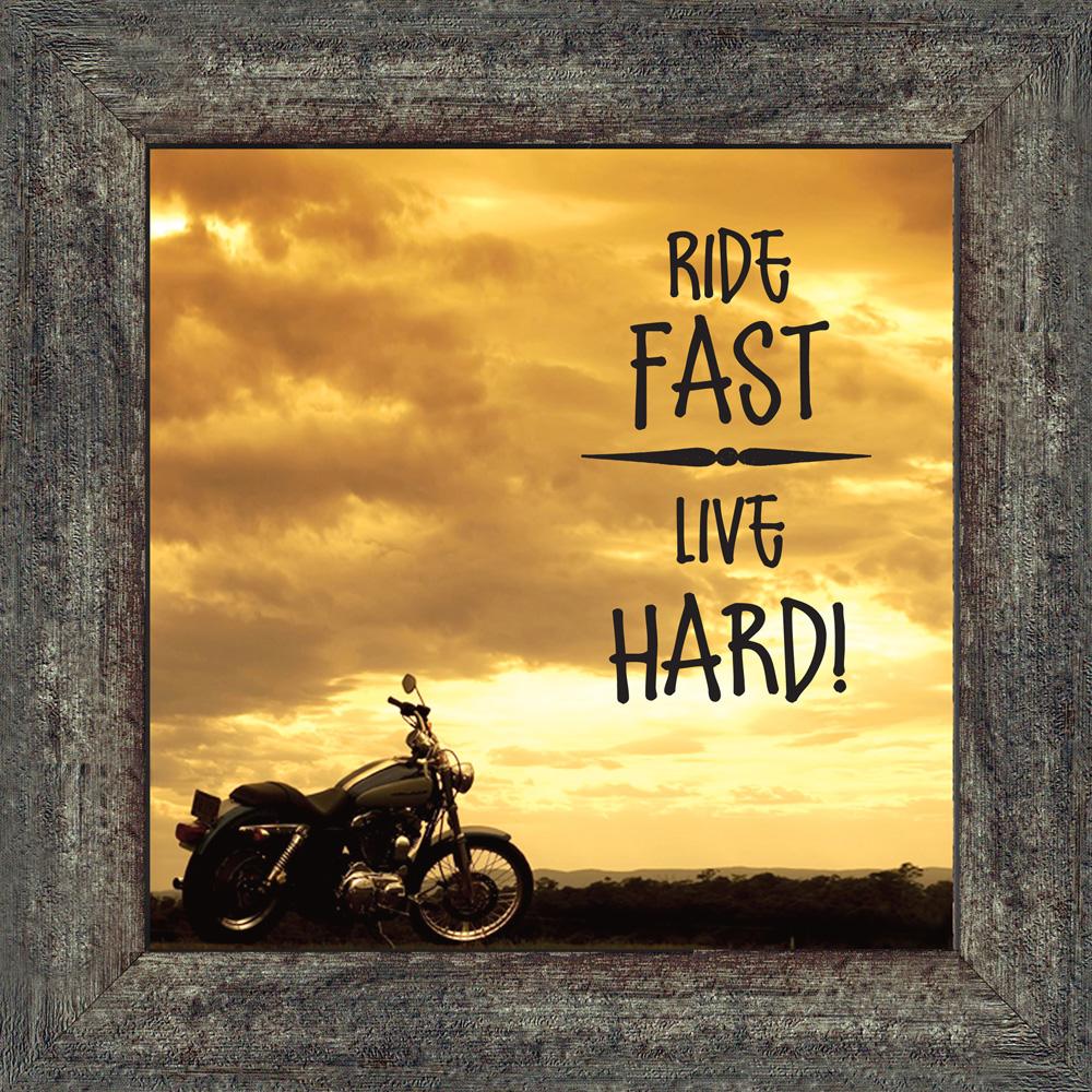 Classic Motorcycle Bikers "Ride Fast, Live Hard" Sunset with Picture ...