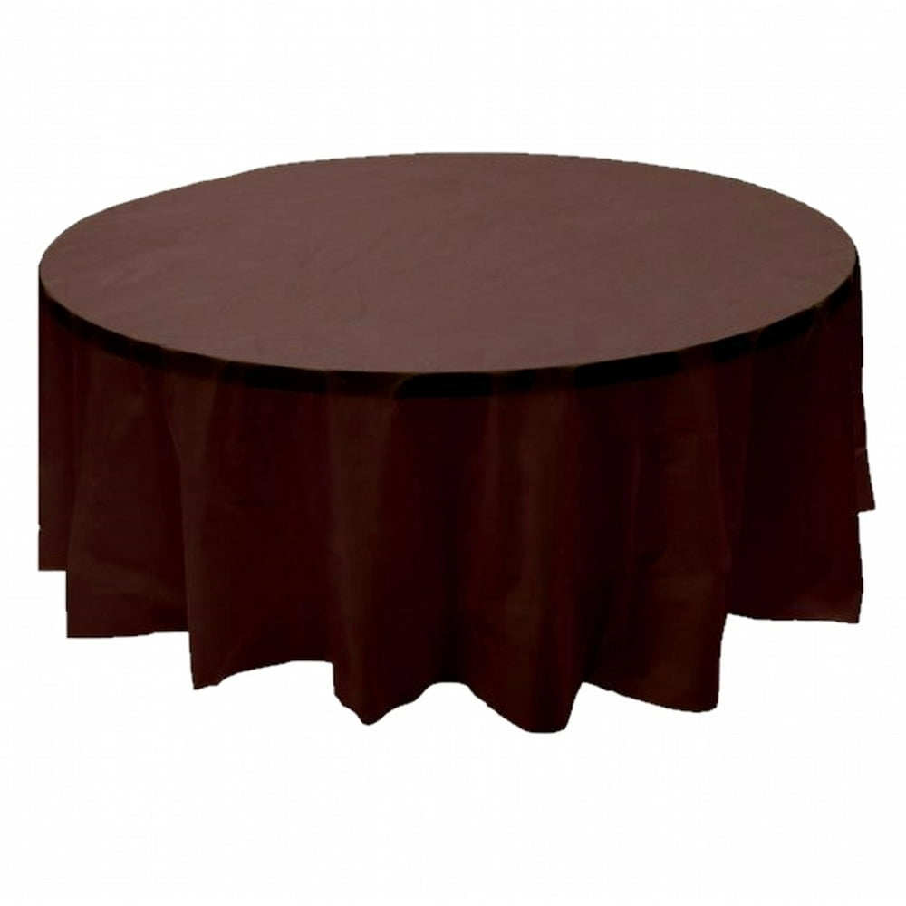 2 Plastic Round Tablecloths 84" Diameter Table Cover - Brown - Walmart ...