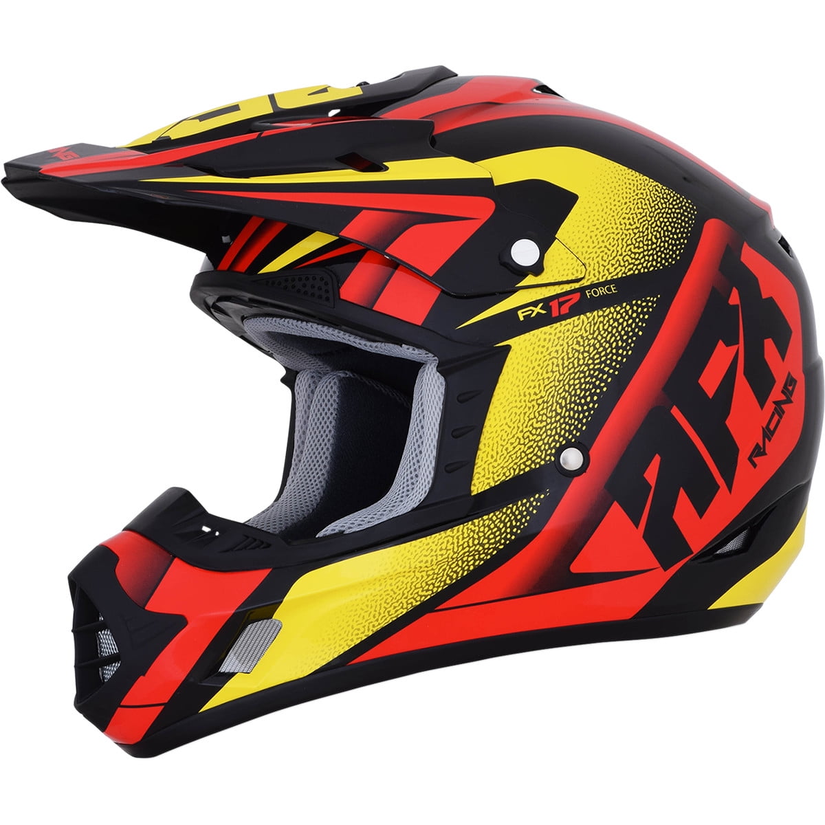 AFX FX-17 Offroad Helmet (Force Black/Red/Yellow Clear Coat, Medium ...