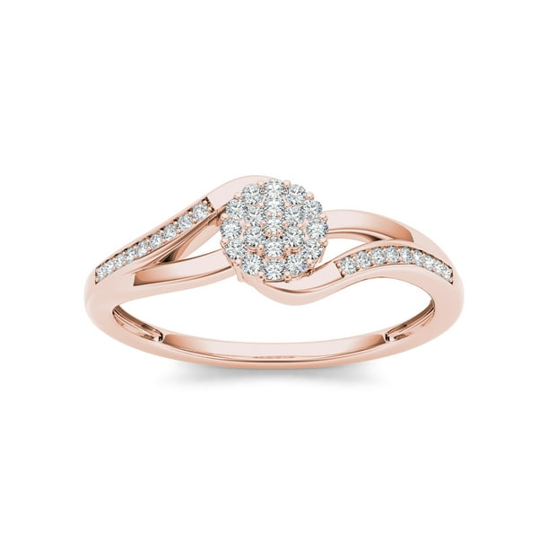 Imperial - 1/8Ct TDW Diamond 10K Rose Gold Diamond Cluster Fashion Ring ...