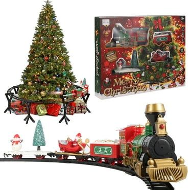 Christmas Tree Train Sets for Kids & Adults with Real Smokes, Lights ...