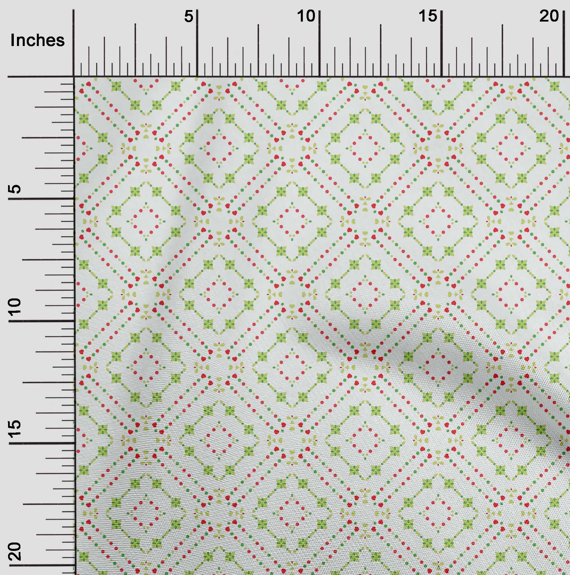 oneOone Cotton Silk Light Green Fabric Dot|Heart & Diamond Shape ...
