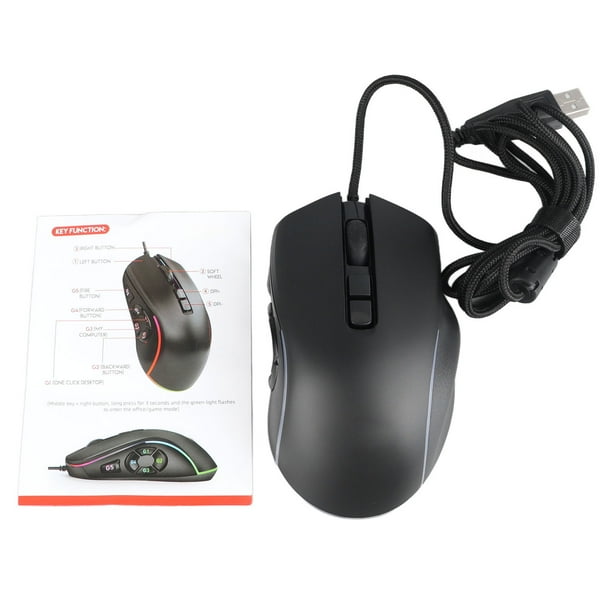 Ratón para juegos con cable 10 botones RGB Light Computer Gamer Mouse 6 ...