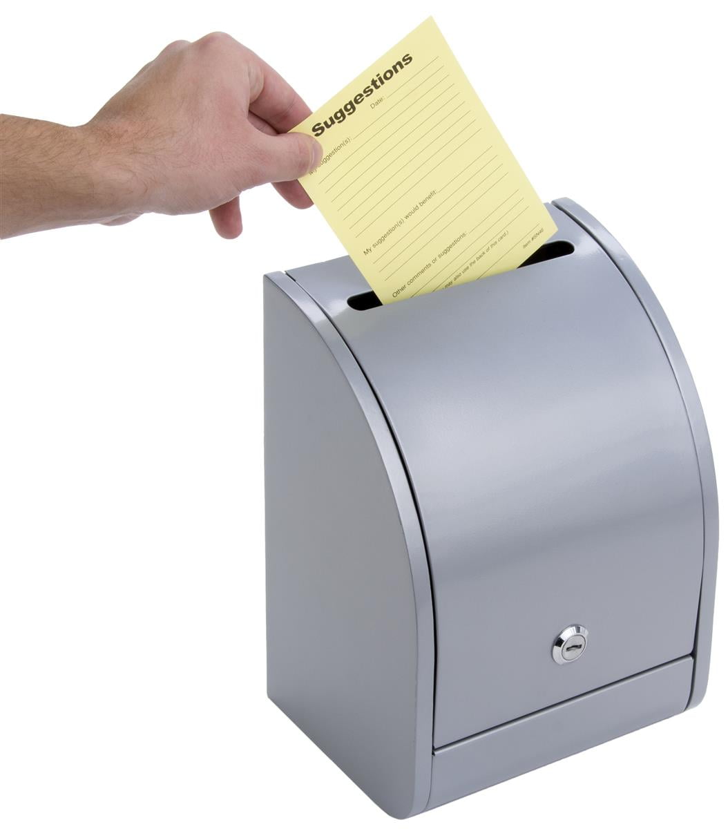 Displays2go Metal Ballot Box, Tabletop or Wall Mount, Locking, Top ...