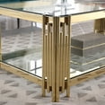 48" Coffee Table With Stainless Steel Frame Tempered Glass Top Double ...