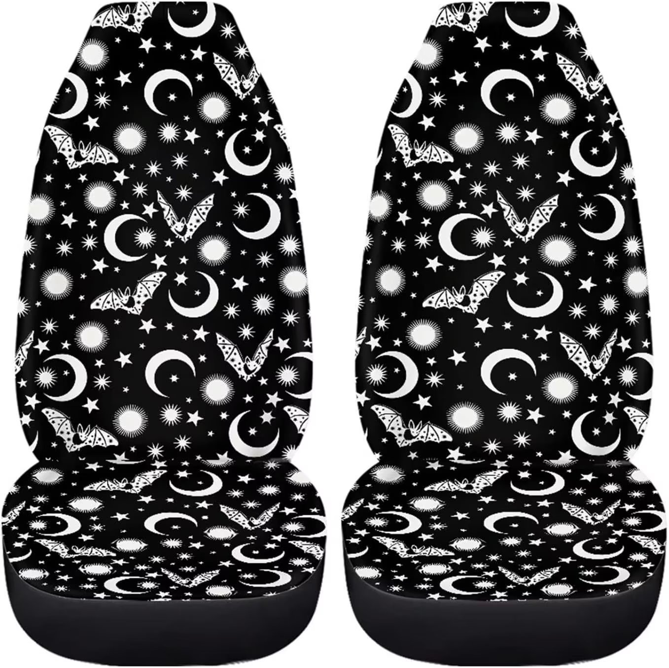 NETILGEN Moon Star Bat Print Design Car Cover Set 2 Pack Set Universal ...