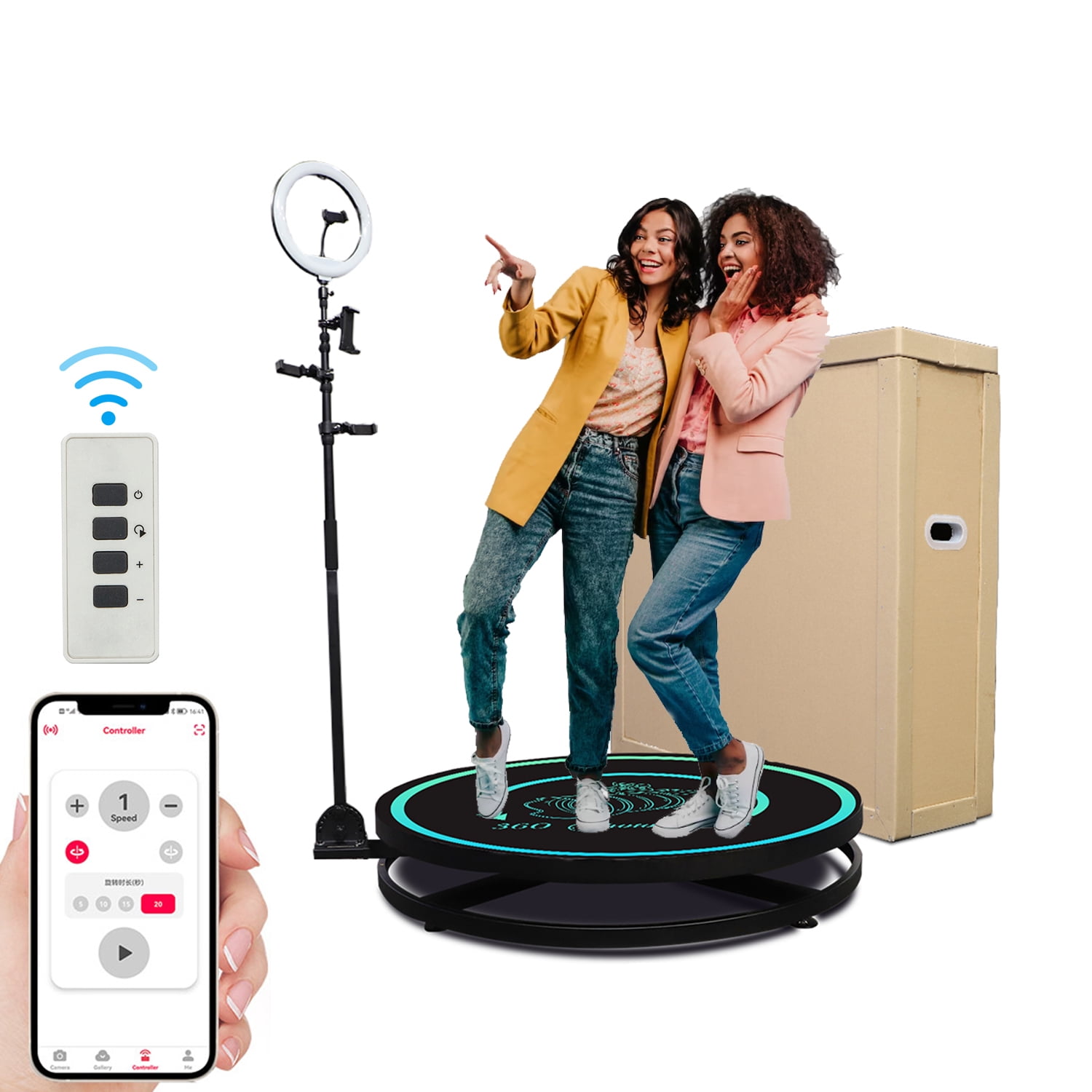 HARZHI 360 Photo Booth Remote Control / APP Switch Control,Black (26.8 ...