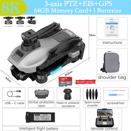 New F13 GPS Drone Profesional FPV with 8K HD Camera EIS 3-axis Anti-Shake Gimbal Obstacle ...