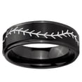 Baseball Step Edge Brush Black Tungsten Men Ring 10MM - Walmart.com
