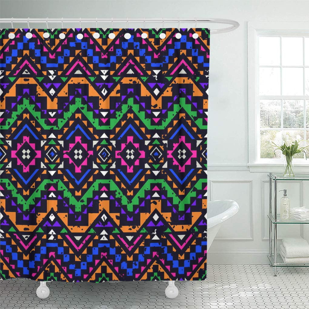 SUTTOM Abstract Bright Colored Tribal Aztec and Shabby Effect Shower ...