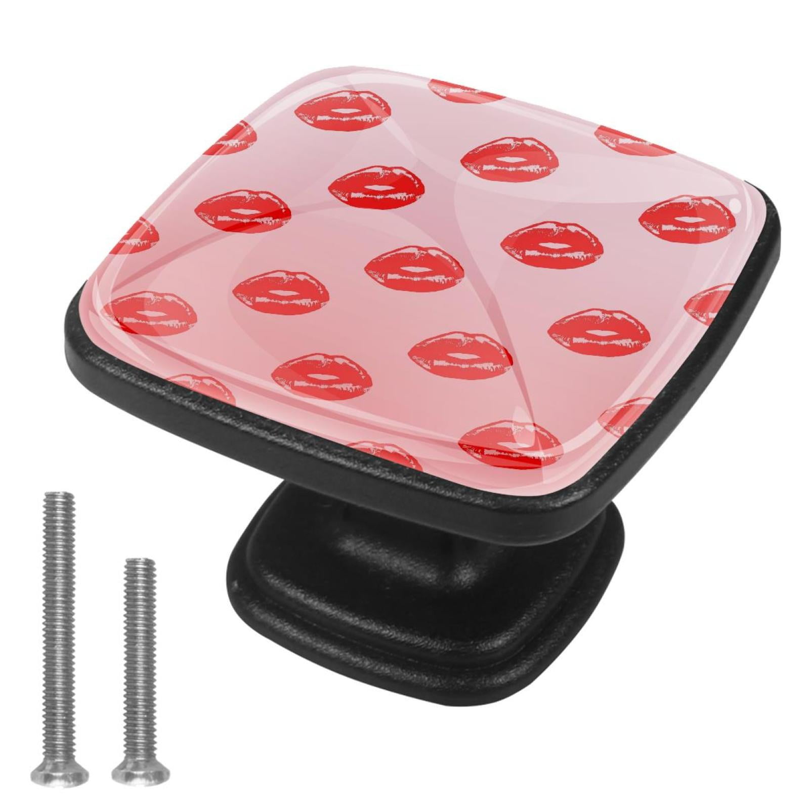 4 Pcs Cabinet Handle Drawer Pulls Love Lips Knobs with Screws Square ...