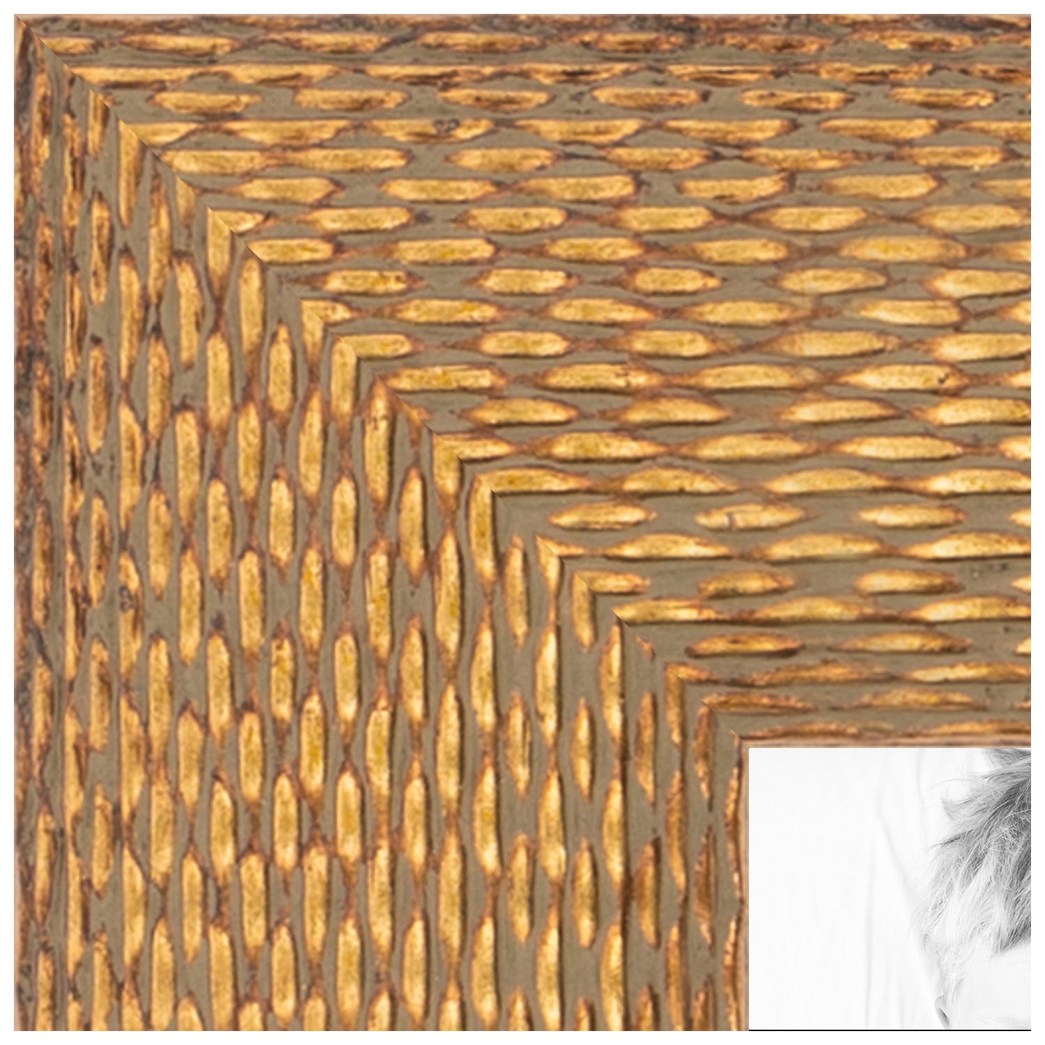 ArtToFrames 9x10 inch Gold Braid Picture Frame, Gold Wood Poster Frame ...