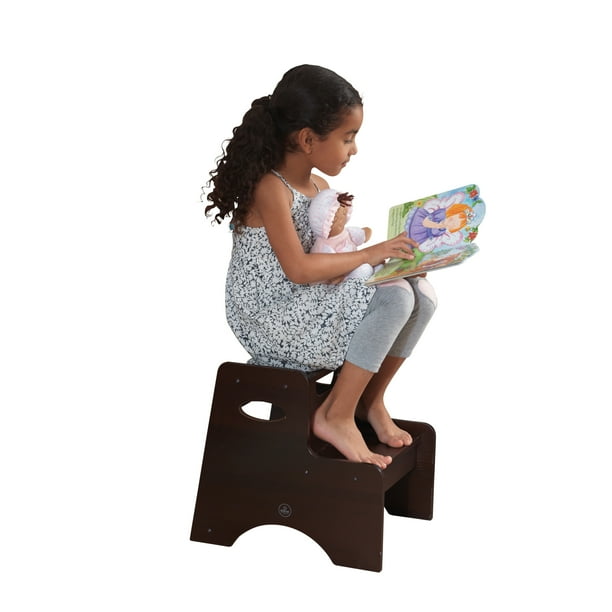 KidKraft Wooden Two-Step Children's Stool with Handles - Espresso ...