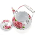 2.6 Quart Enamel Stovetop Tea Pot with Pink Floral Pattern - Walmart.com