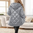Nafuu Females Winter Coat Diamond Grid Solid Color Long Sleeve Hooded ...