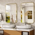 20 x 28 Inch Rounded Rectangle Wall Mirror, Gold-Framed Modern ...
