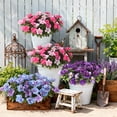 Artificial Flowers Dark&light Pink White 8 Count Outdoor Spring Decor ...