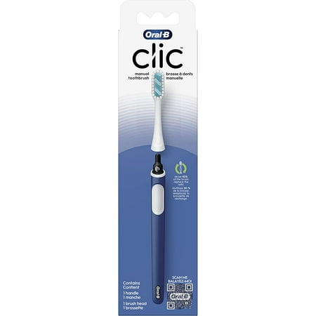 Oral B Clic Navy Blue Toothbrush with 1 White Refill Starter Kit ...