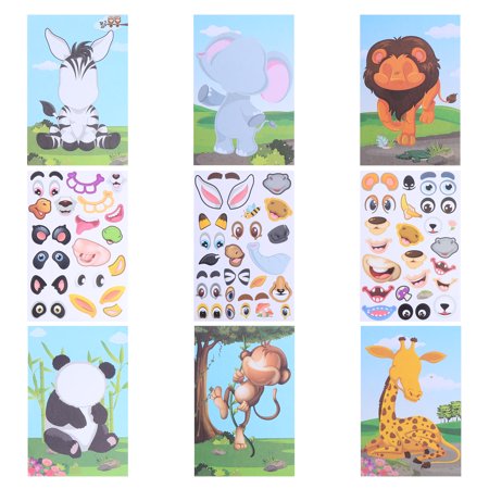 1 Set Make A Face Stickers Funny Make Your Own Animal Face Stickers for ...