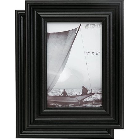 8x10 Photo Picture Frame, Black Elegant Wood Frame, 2-Pack, with 5x7 ...