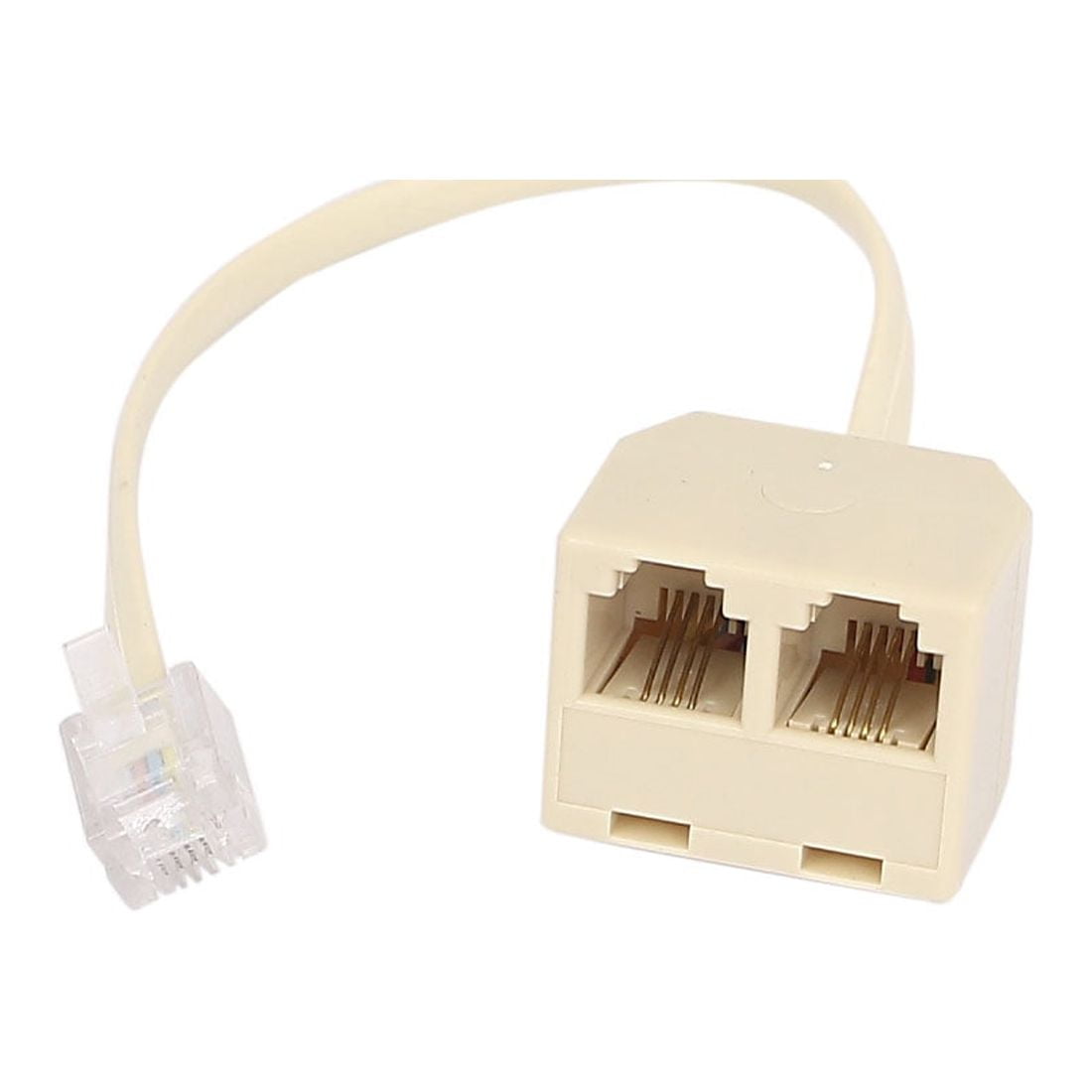 RJ11 6P4C 1 macho a 2 hembra Línea telefónica divisor Conector Beige ...