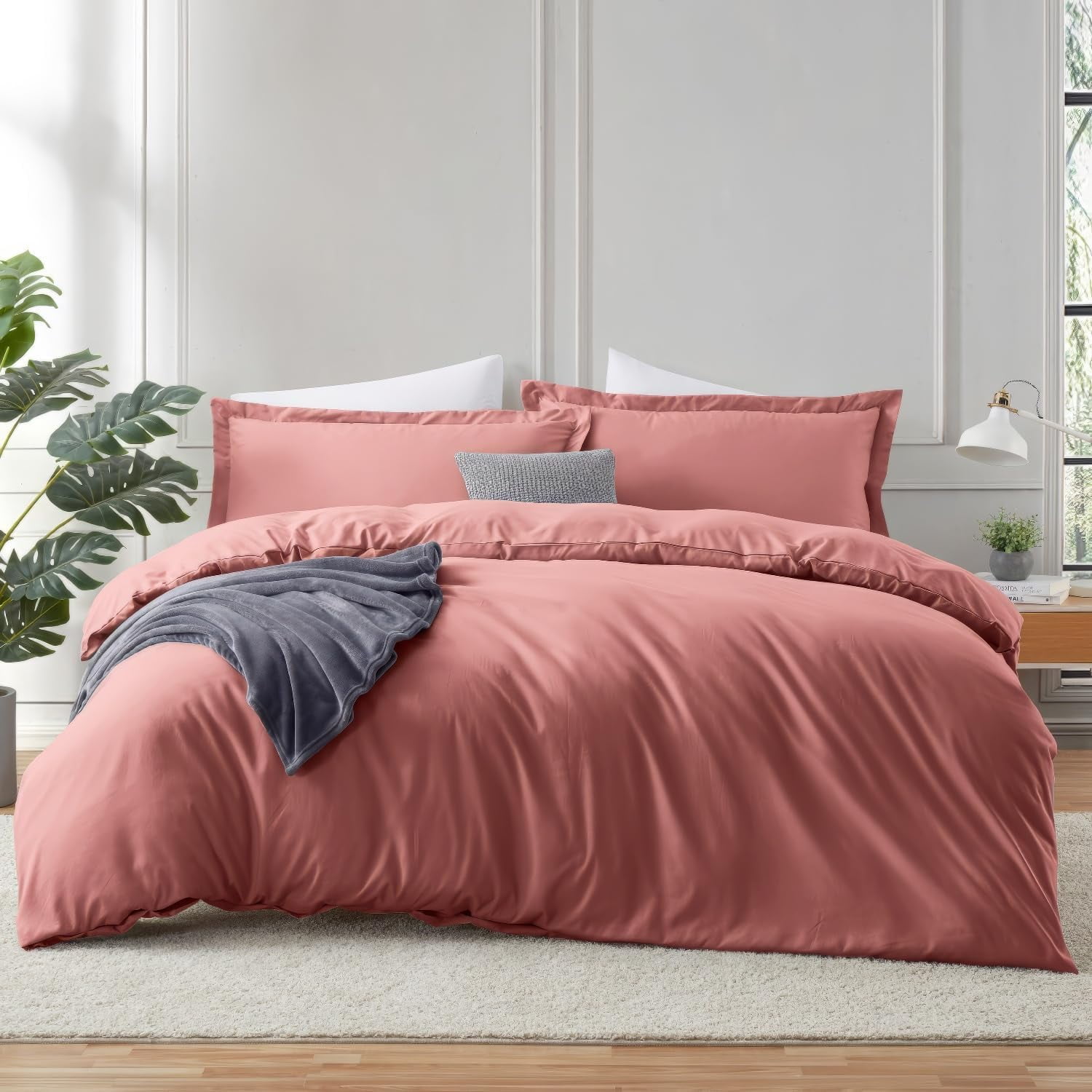 Click here for Siabc-Pink Clay Duvet Cover King Size - 3 Piece Ki... prices